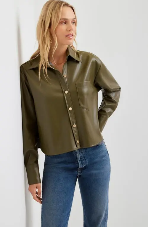 Fifteen Twenty Faux Leather Button-up Shirt