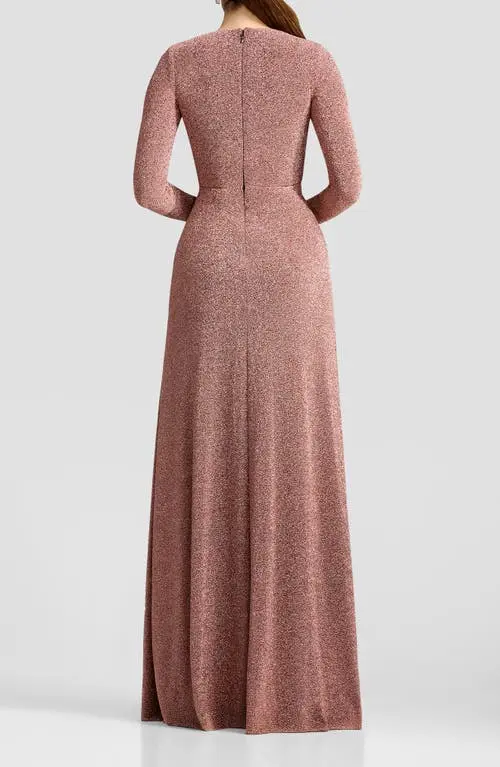 Dress The Population Aya Front Twist Long Sleeve Gown