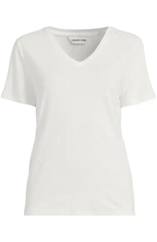 LANDS' END Short Sleeve V-neck Tee - Ivory