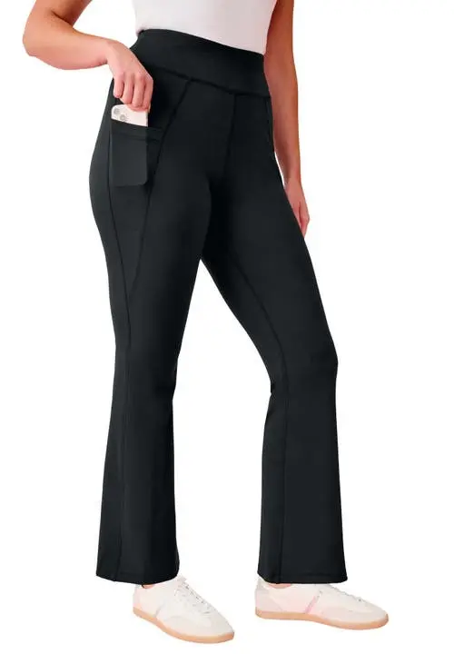 Roaman's Soft Sculpt Side Pocket Yoga Pants - Black