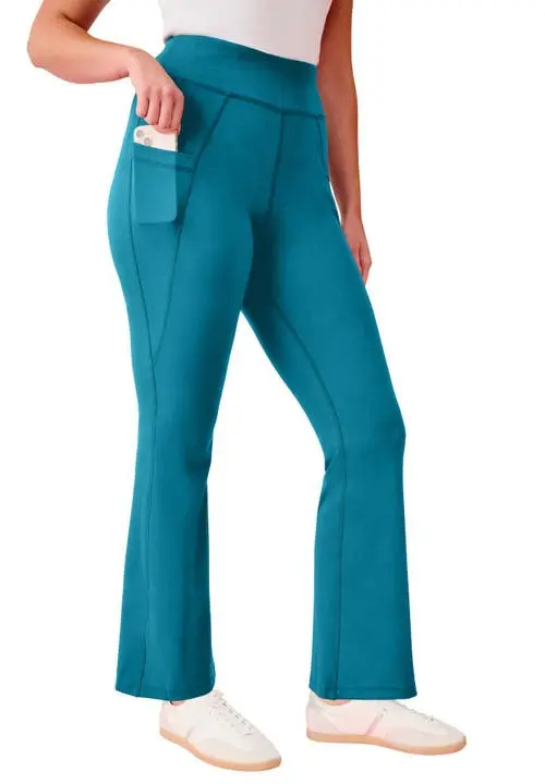 Roaman's Soft Sculpt Side Pocket Yoga Pants - Deep Teal