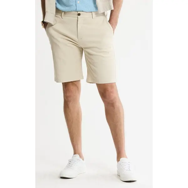 JACHS Cotton & Silk Blend Stretch Shorts - Tan