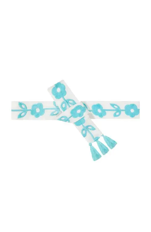 MER ST. BARTH Embroidered Woven Belt - Aqua