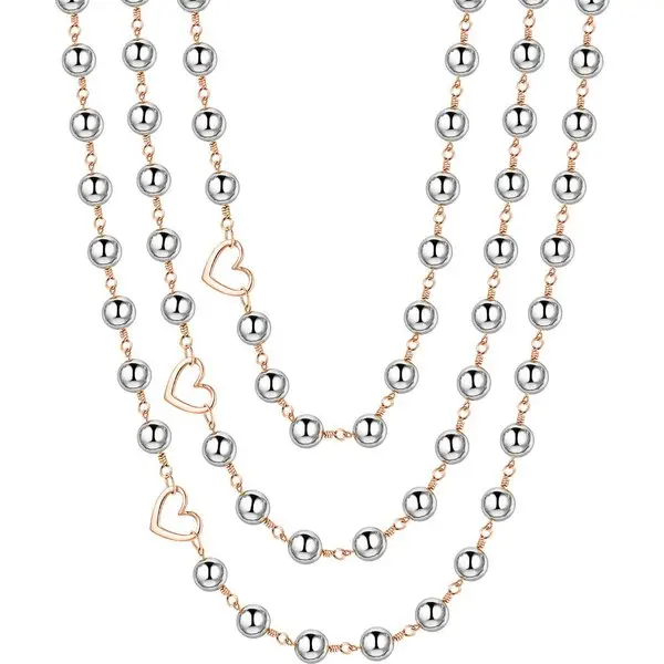 REJECTED HEARTS CLUB La Princesa Hematite 3-layer Necklace - Silver
