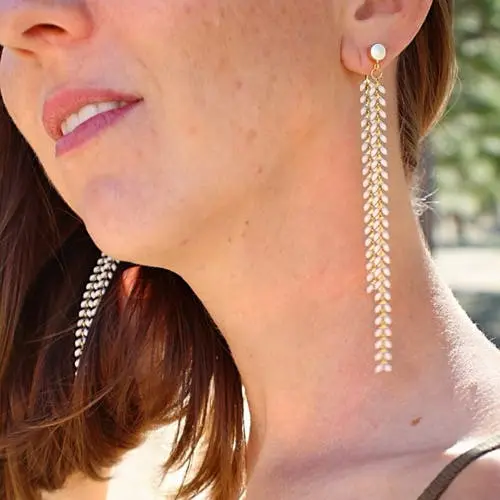 REJECTED HEARTS CLUB Enamel Chevron Dangle Earrings - White