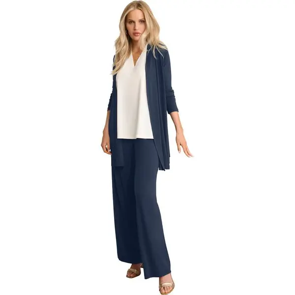 Roaman's Ultrasmooth® Fabric Long Sleeve Cardigan - Navy