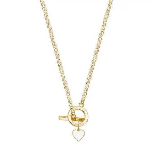 REJECTED HEARTS CLUB Gold Crush Heart Charm Necklace - White