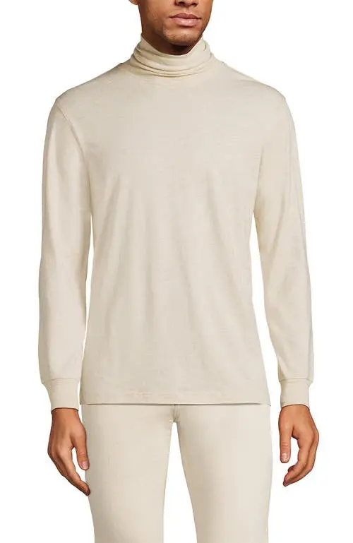 LANDS' END Super-t Turtleneck - Flax Heather