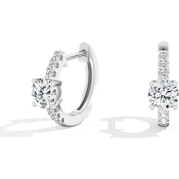 EVERLEE Dainty Round Lab Diamond Huggie Earrings In 14k Gold - White Gold