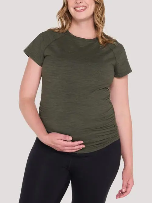 Motherhood Maternity Crewneck Short Sleeve Active Tee With Side Ruching - Deep Depths