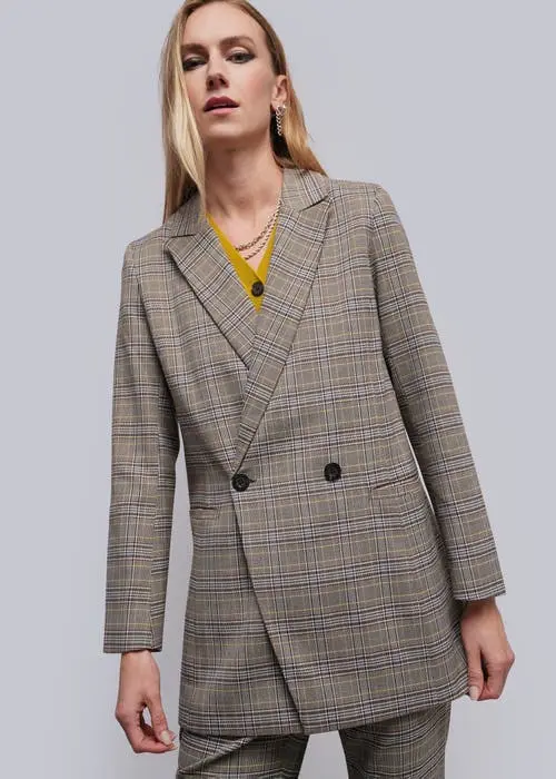 WILDFANG Empower Plaid Double Breasted Blazer