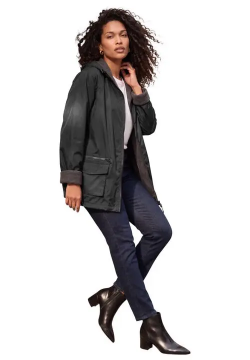 Roaman's Hooded Nylon Jacket - Black