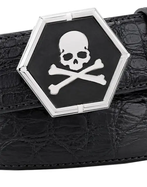 Philipp Plein Skull Buckle Belt