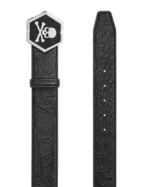 Philipp Plein Skull Buckle Belt
