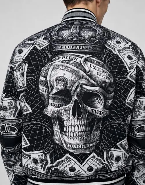 Philipp Plein Skull Dollar Nylon Bomber Jacket