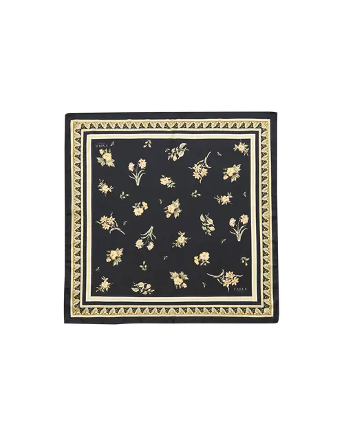 FABLE ENGLAND Nouveau Floral Small Square Scarf - Black