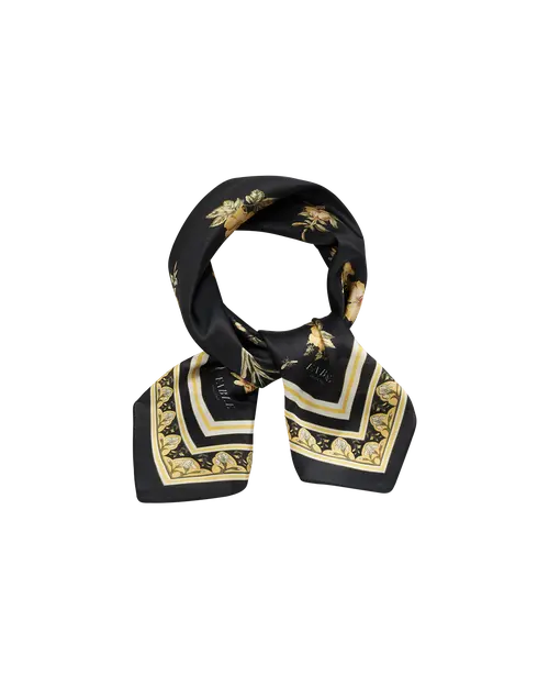 FABLE ENGLAND Nouveau Floral Small Square Scarf - Black