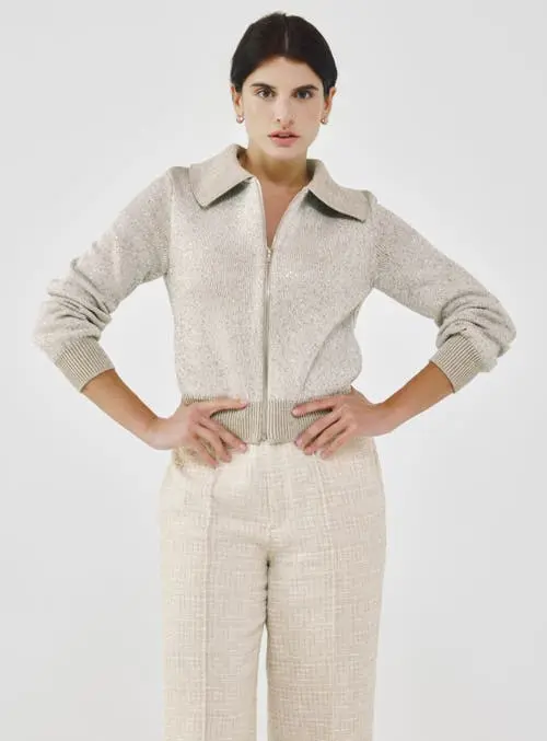 A.SHIMUS Sequin-kissed Cotton Cardigan - Olive