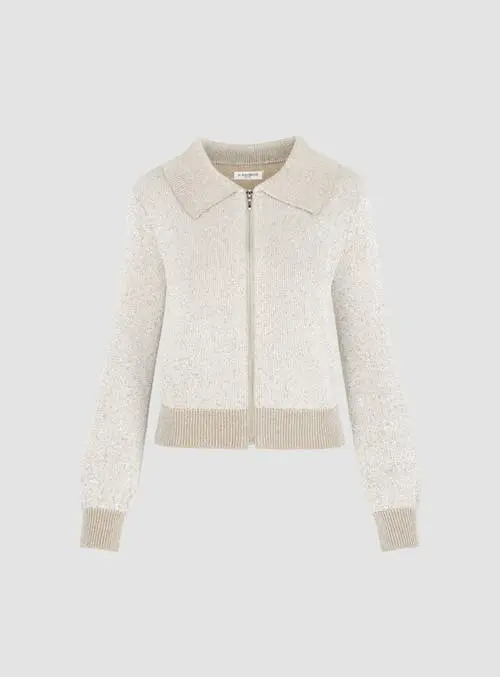 A.SHIMUS Sequin-kissed Cotton Cardigan - Olive