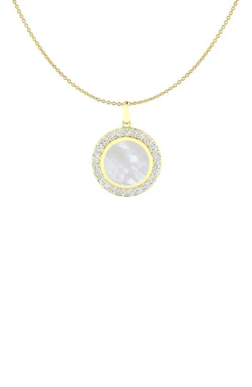 EVERLEE Mother Of Pearl And Lab Diamond Disc Pendant Necklace In 14k - Yellow Gold