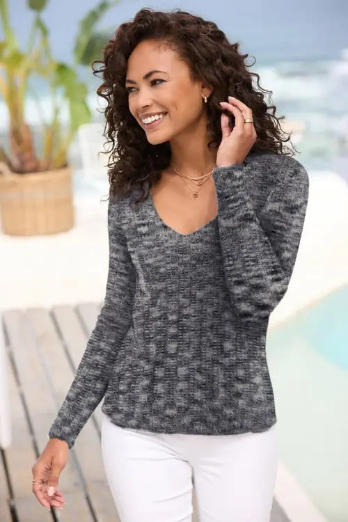 LASCANA Soft Knit V-neck Sweater