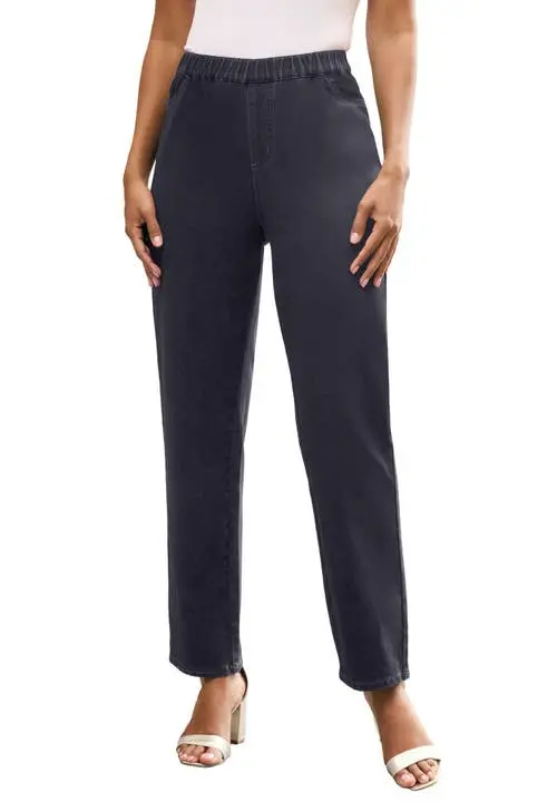 Roaman's Straight Leg Knit Jean - Medium Wash