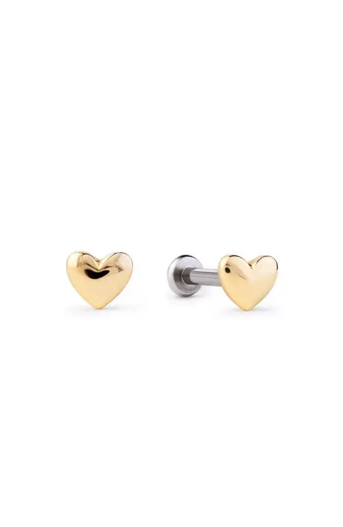 ANA LUISA Solid Yellow Heart Flatback Studs - Gold