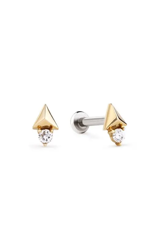 ANA LUISA Solid Yellow Diamond Pyramid Flatback Stud
