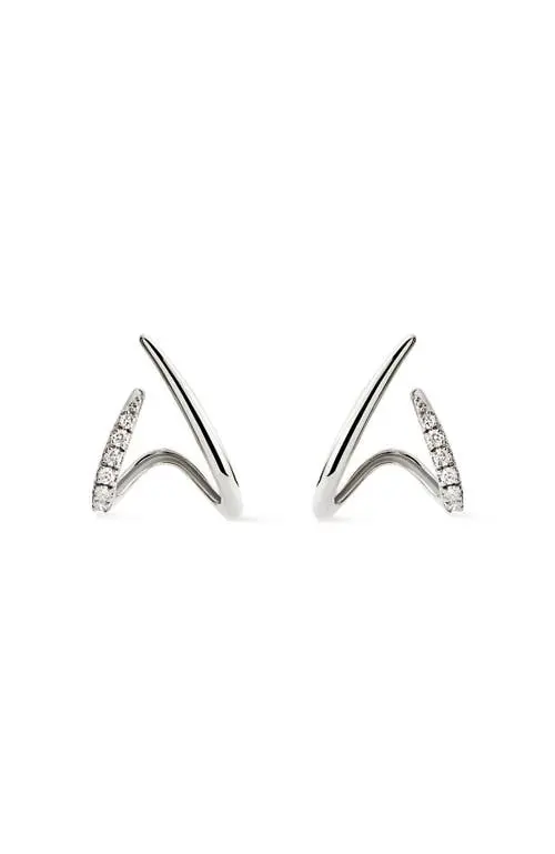 ANA LUISA Solid White Gold And Diamond Aurora Huggie Studs