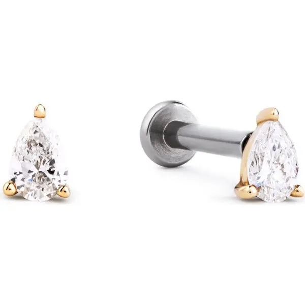 ANA LUISA Solid Yellow Pear-shaped Diamond Stud - Gold