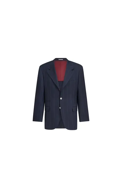 Brunello Cucinelli Virgin Wool Chalk Stripe Tailor Blazer