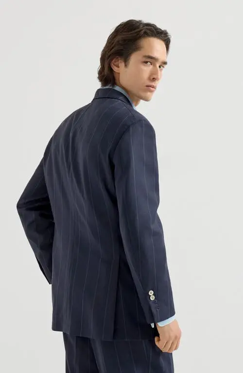 Brunello Cucinelli Virgin Wool Chalk Stripe Tailor Blazer