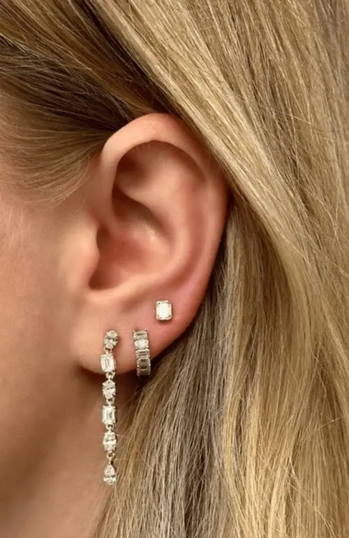 EVERLEE Emerald Bezel Lab Diamond Studs In 14k Gold