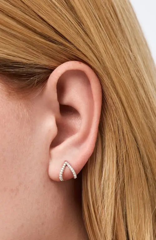 ANA LUISA Solid White Gold Diamond Velora Huggie Studs