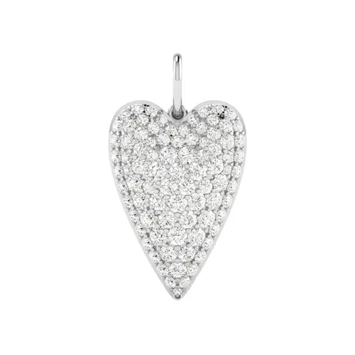 EVERLEE Domed Pavé Heart Lab Diamond Charm In 14k - White Gold