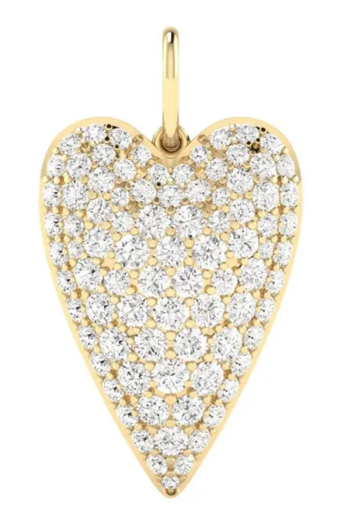 EVERLEE Domed Pavé Heart Lab Diamond Charm In 14k - Yellow Gold