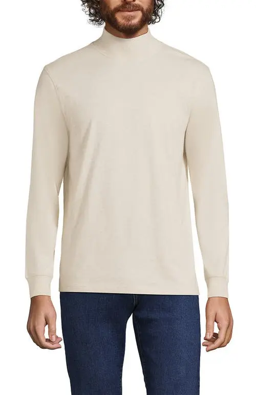 LANDS' END Super-t Mock Turtleneck - Flax Heather