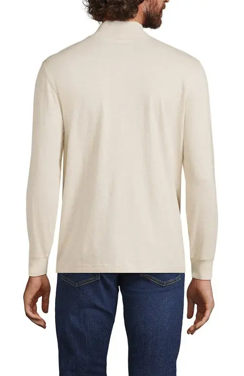 LANDS' END Super-t Mock Turtleneck - Flax Heather