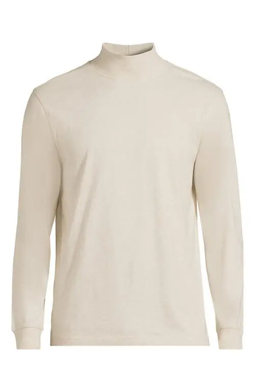 LANDS' END Super-t Mock Turtleneck - Flax Heather