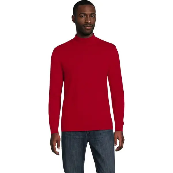 LANDS' END Super-t Mock Turtleneck - Rich Red