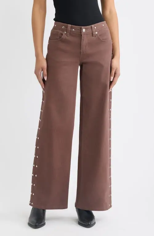 FADE OUT LOUD Studded Low Rise Wide Leg Jeans