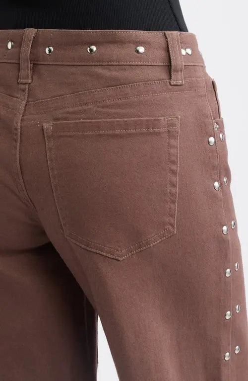 FADE OUT LOUD Studded Low Rise Wide Leg Jeans