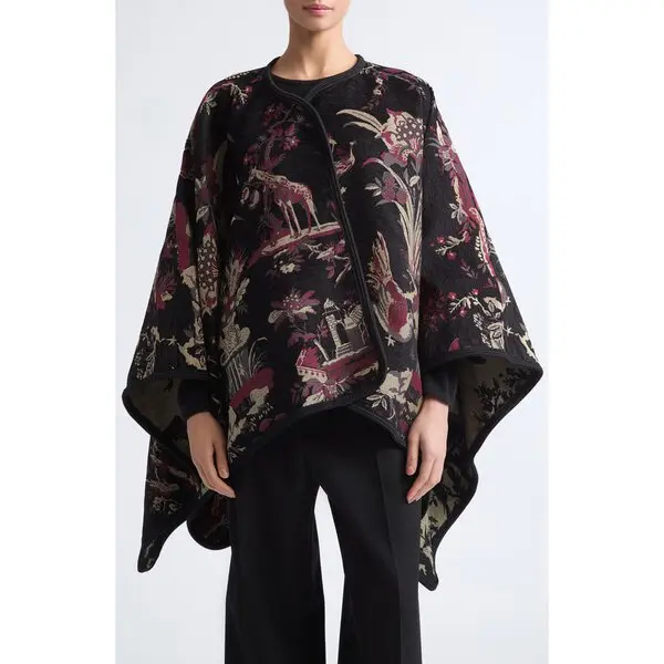 Etro Reversible Jacquard Cape - Black