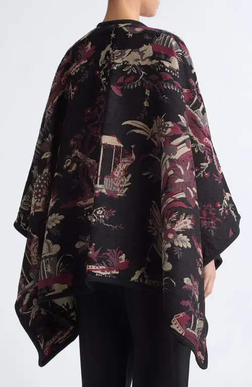 Etro Reversible Jacquard Cape - Black
