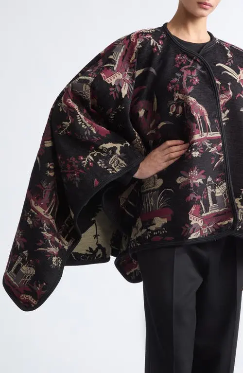 Etro Reversible Jacquard Cape - Black