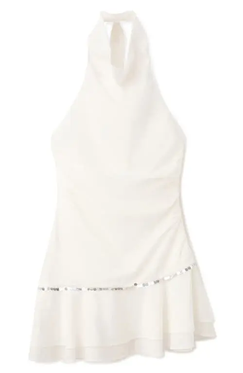 Mango Ruffled Halterneck Dress With Sequined Trim