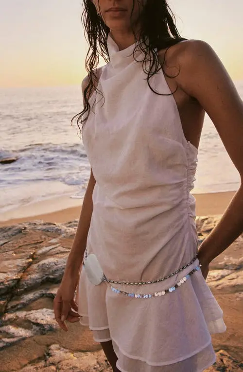 Mango Ruffled Halterneck Dress With Sequined Trim