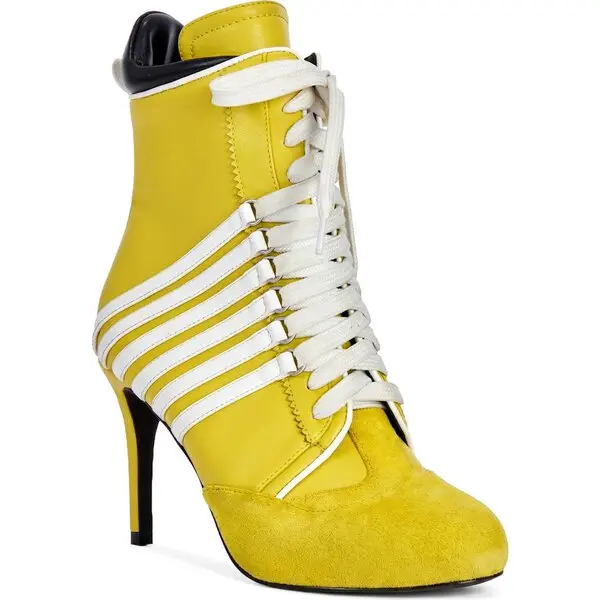 AZALEA WANG Eleven Peep Toe Stiletto Bootie - Mustard