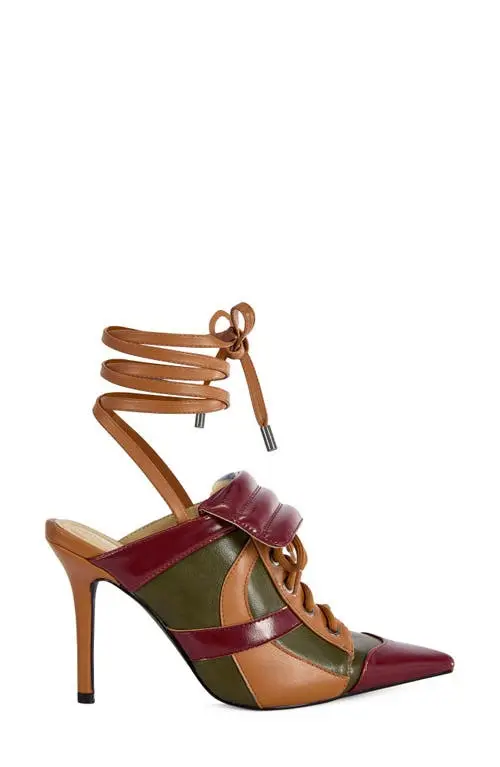 AZALEA WANG Ambre Lace-up Pointed Toe Bootie