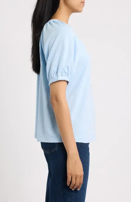 Bobeau Puff Sleeve Button-up Top